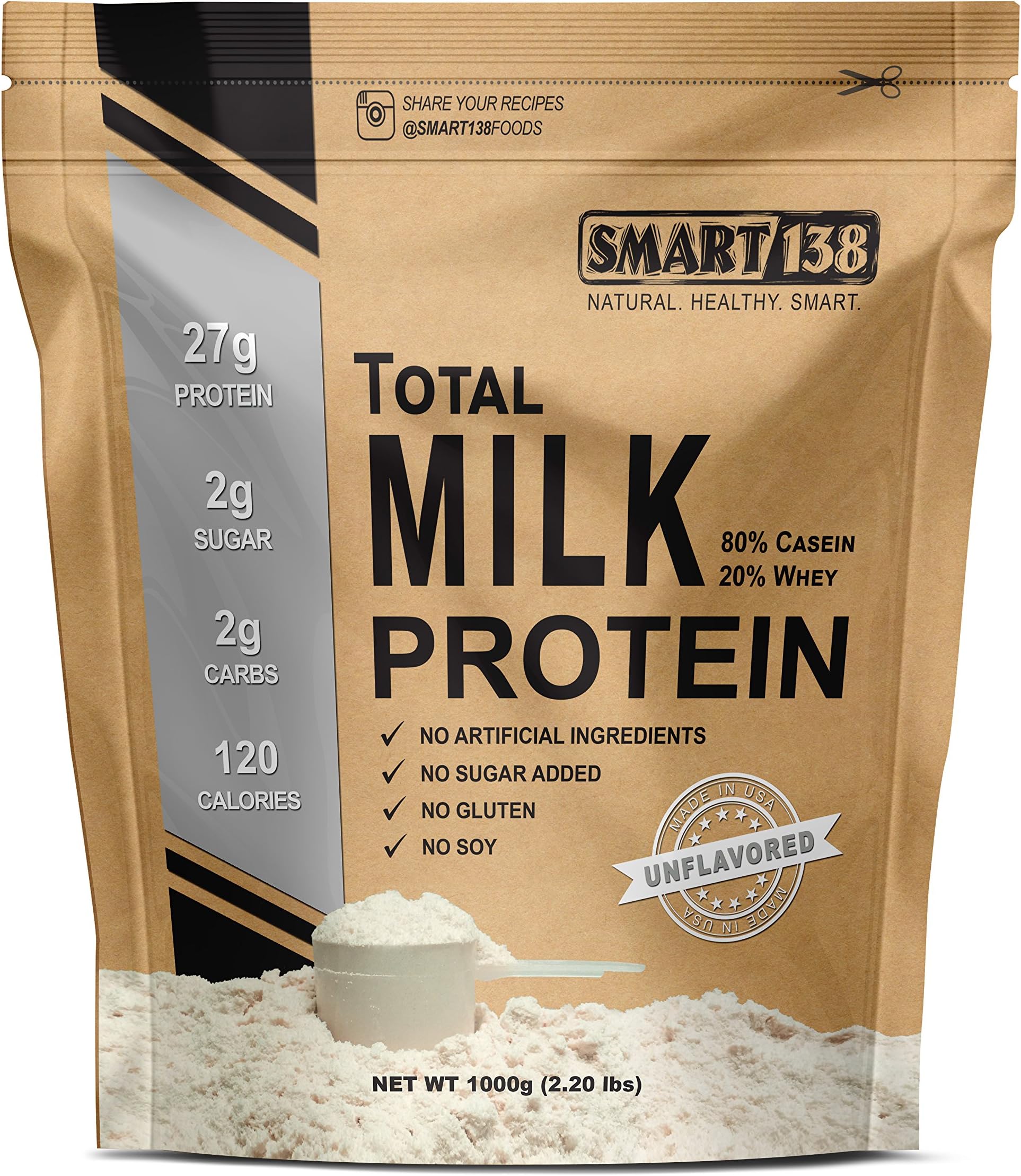 Amazon.com: Smart138 Total Milk Protein - 80% Casein 20% Whey - RBST ...
