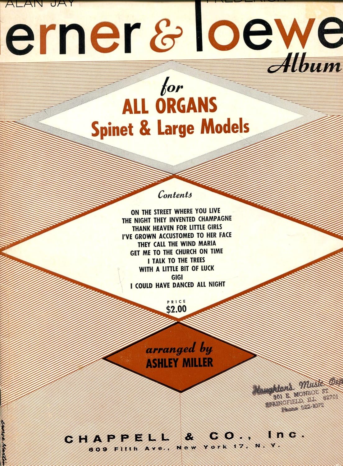 lerner and loewe album for all organs Spinet & Large Models: Alan Jay ...