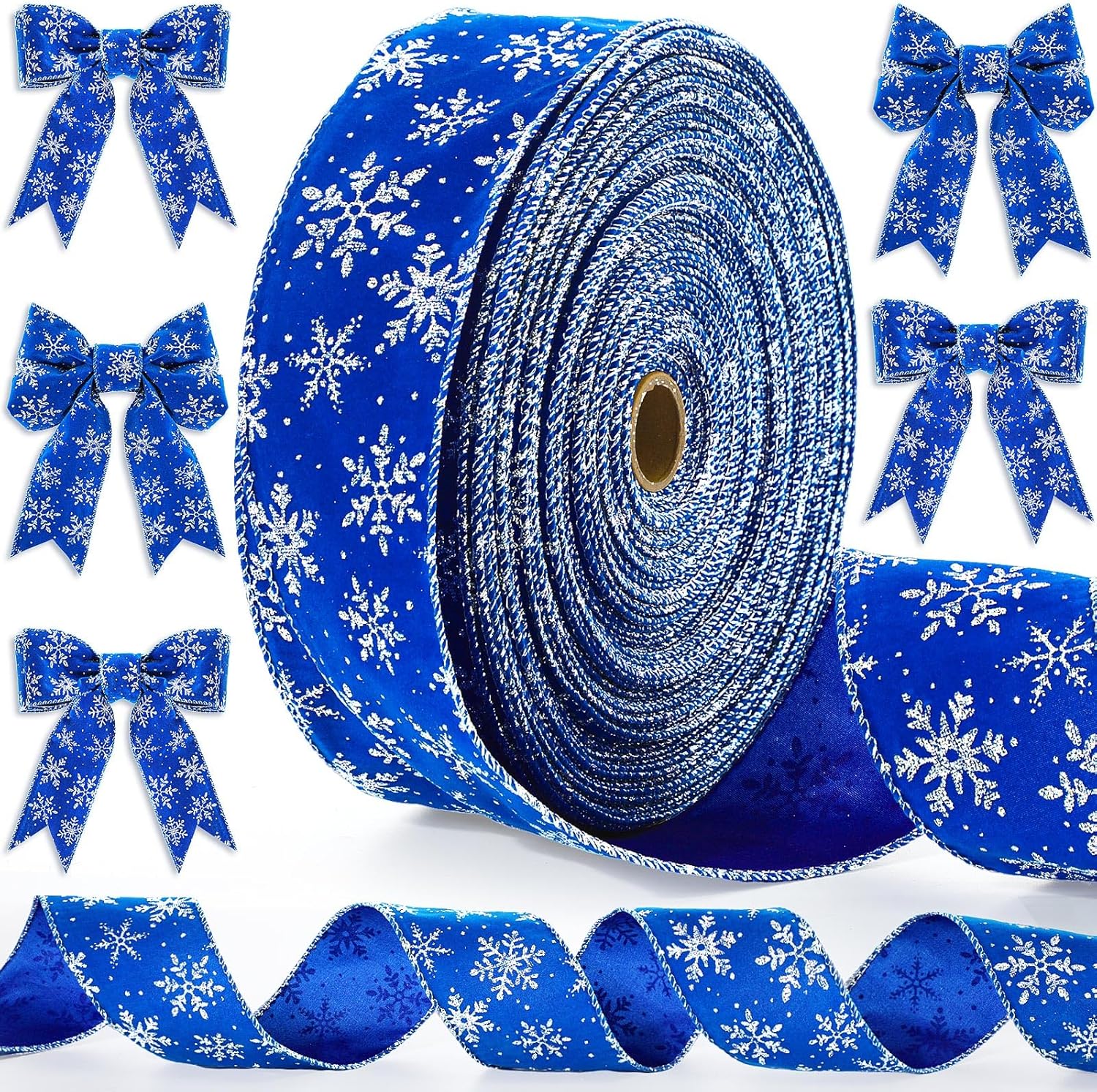 Amazon.com: XunYee 50 Yards Christmas Velvet Ribbons Snowflake Wrapping ...