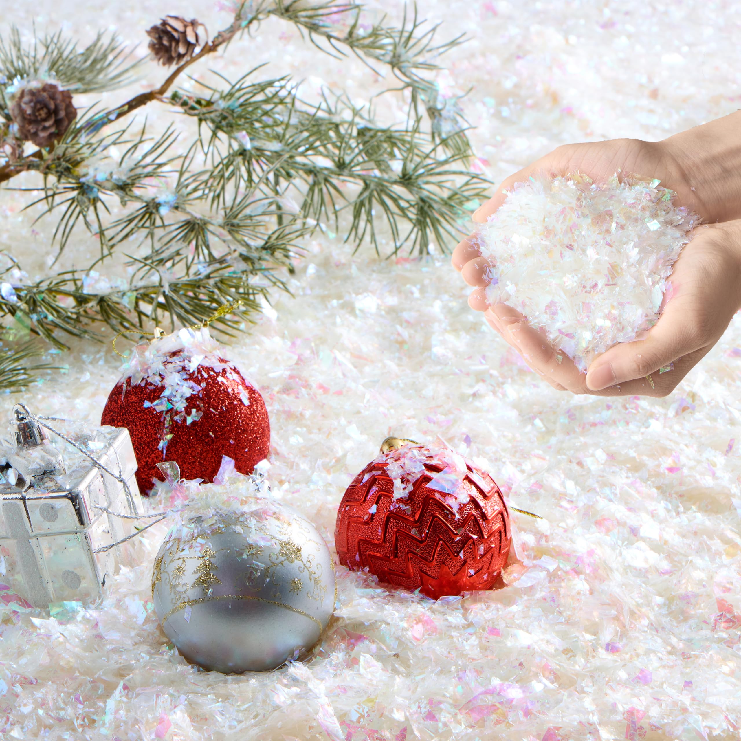 Amazon.com: JOYIN 3 oz Christmas Flashing Fake Snow, Artificial Dry White Plastic Snowflakes ...