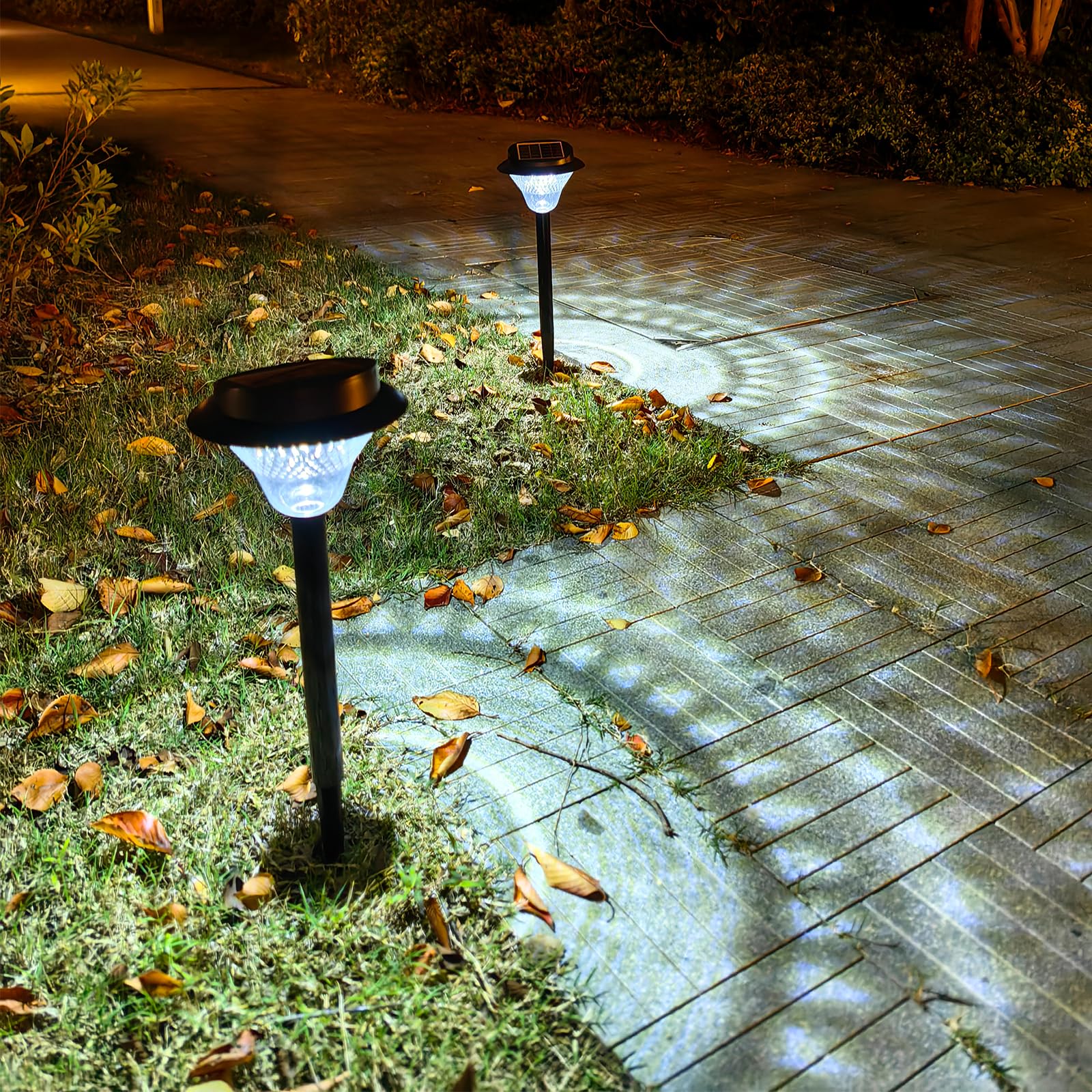 POLEFLY Solar Pathway Lights Outdoor 2 Pack, Solar Sidewalk Garden ...