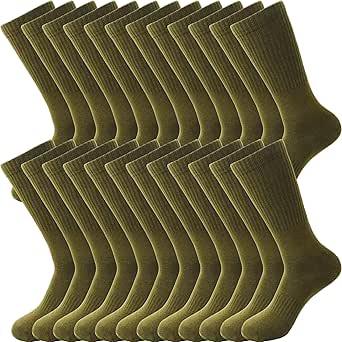 Amazon.com: 12 Pairs Army Socks Green Military Socks Warm Long Boot ...