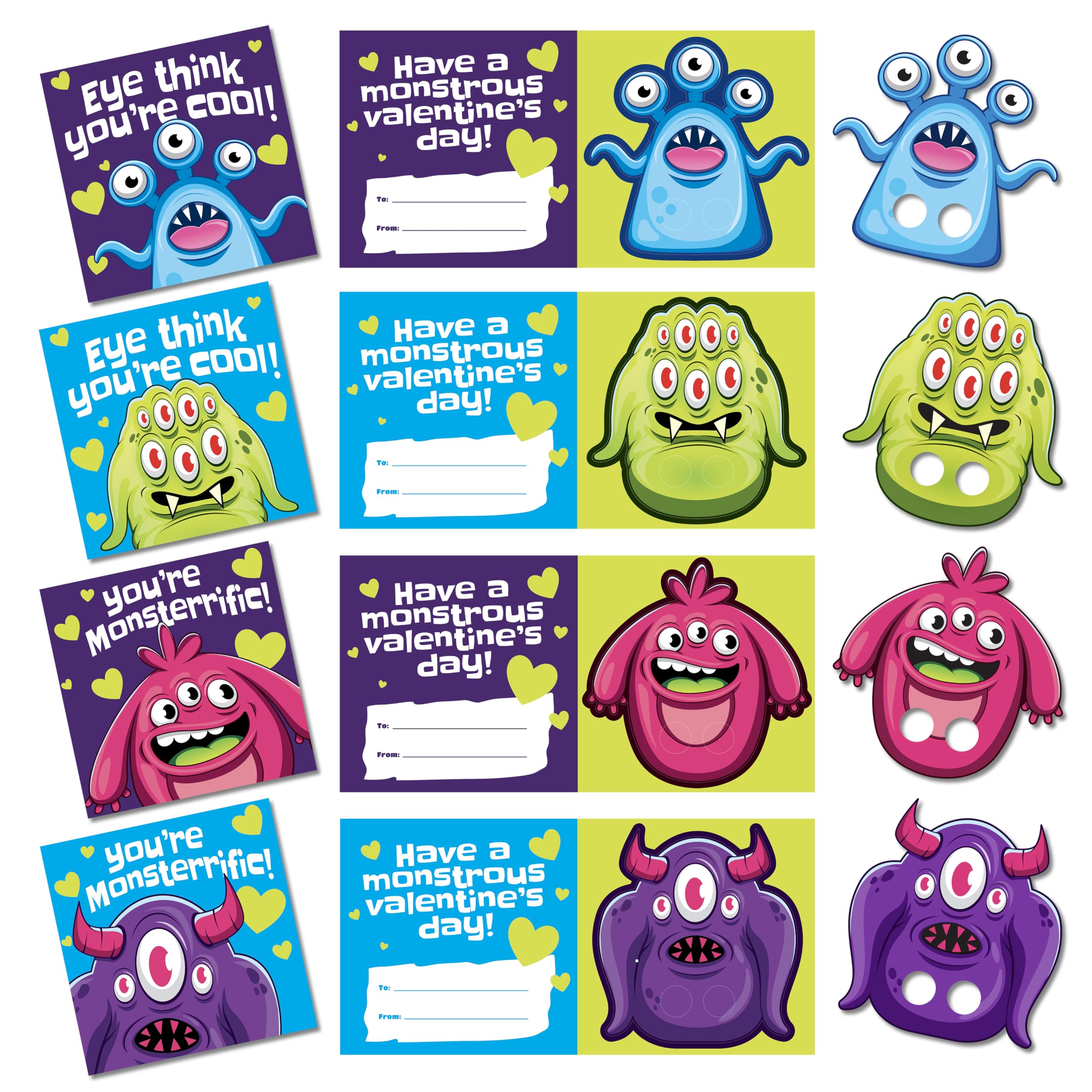 Snapklik.com : Kangaroo Monster Finger Puppets Valentines Day Cards