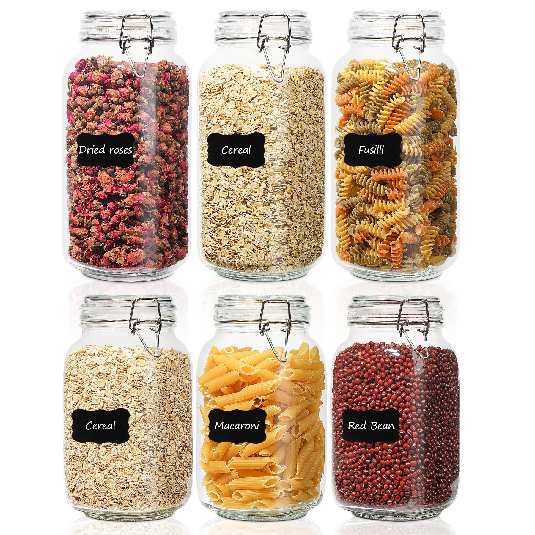 Amazon.com: ComSaf Airtight Glass Canister Set of 3 with Lids 78oz ...