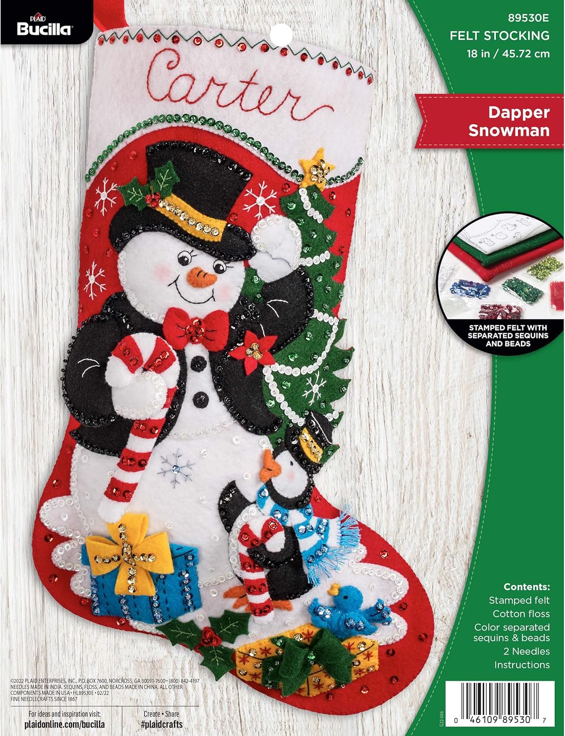 Amazon.com: Bucilla Felt Applique 18" Stocking Making Kit, Dapper ...