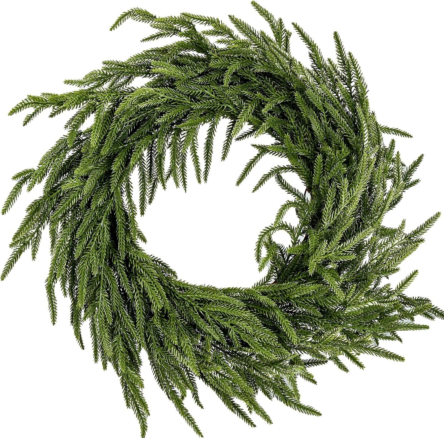 ENVEN 24" Norfolk Pine Wreath for Front Door, Real Touch Norfolk Pine ...