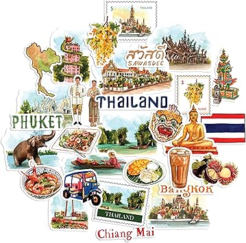 Amazon.com: Navy Peony Amazing Thailand Travel Stickers (30pcs ...