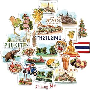 Amazon.com: Navy Peony Amazing Thailand Travel Stickers (30pcs ...
