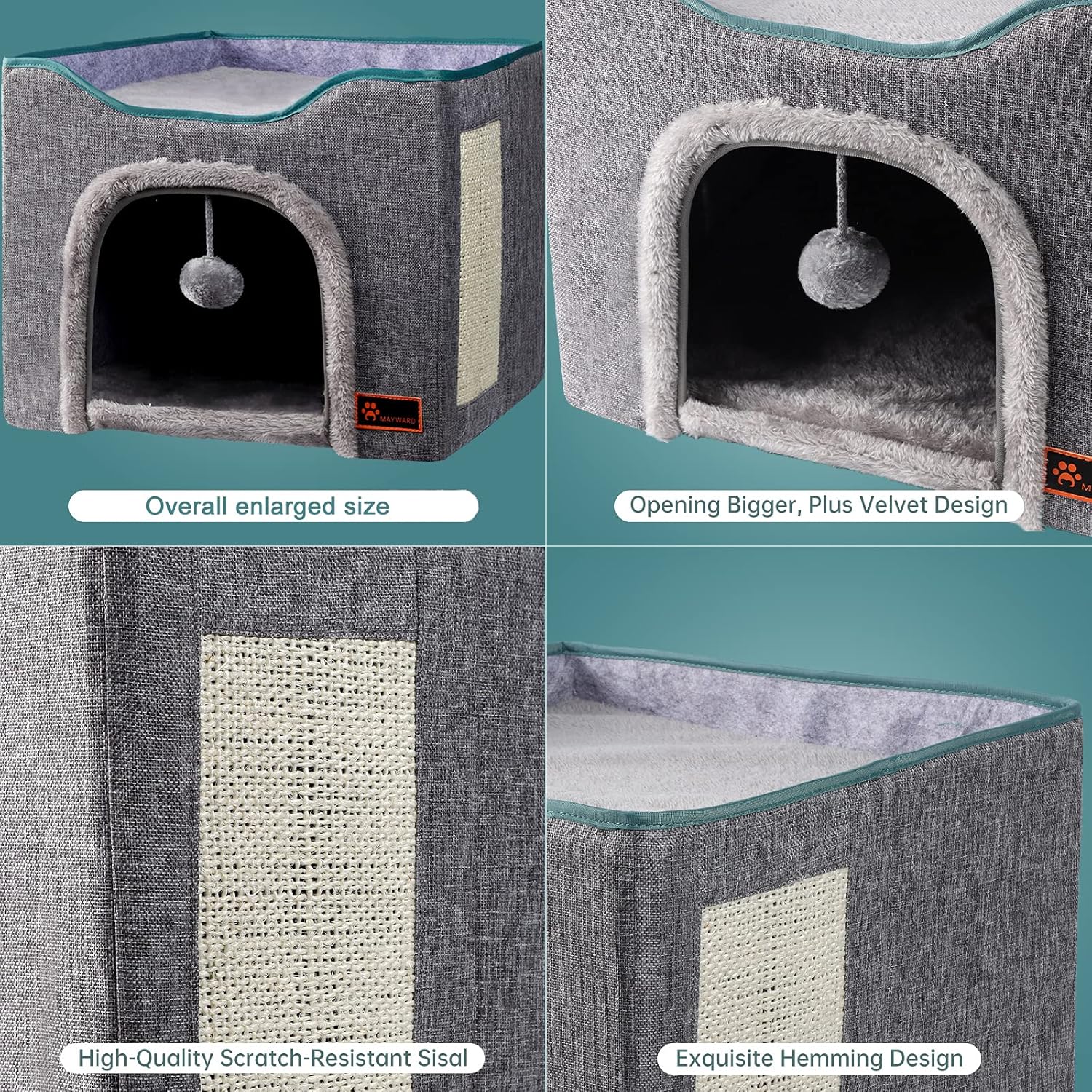 MAYWARD Cube Cat House Cube Cat House Multifunctional Foldable Cat ...