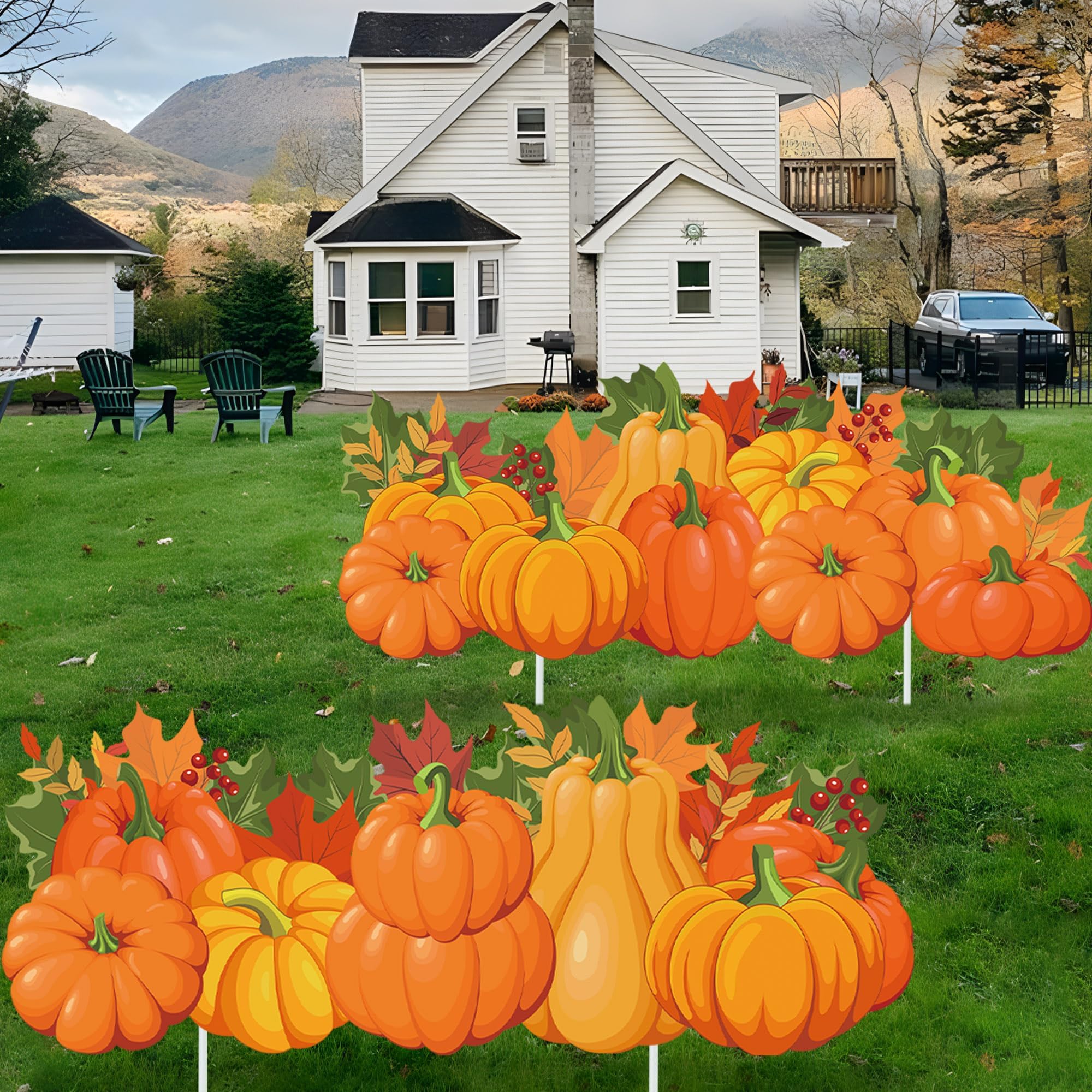 Amazon.com: Augisteen Fall Yard Signs Pumpkin Yard Stakes Thanksgiving ...