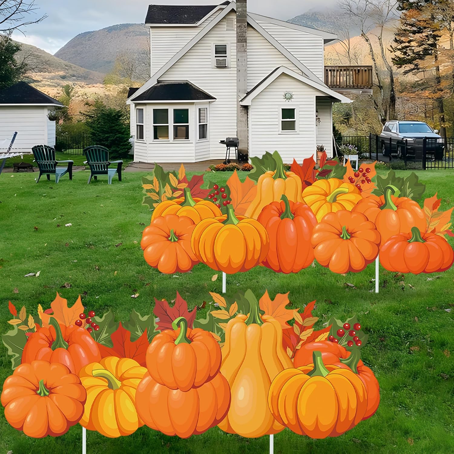Amazon.com : Augisteen Fall Yard Signs Pumpkin Yard Stakes Thanksgiving ...