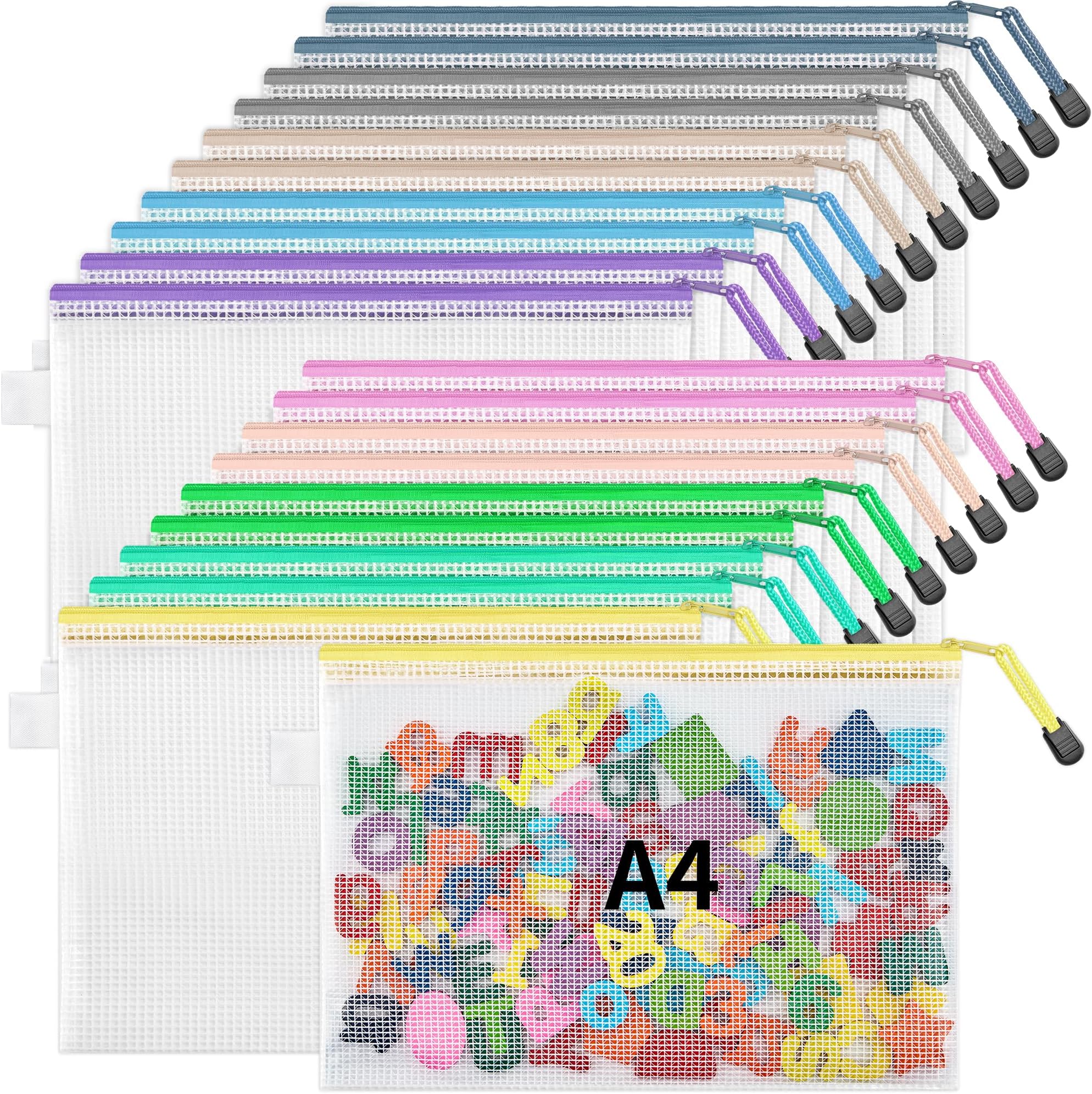 Amazon.com : 18pcs Mesh Zipper Pouch Bags, A3 Zipper Pouches, Zipper ...