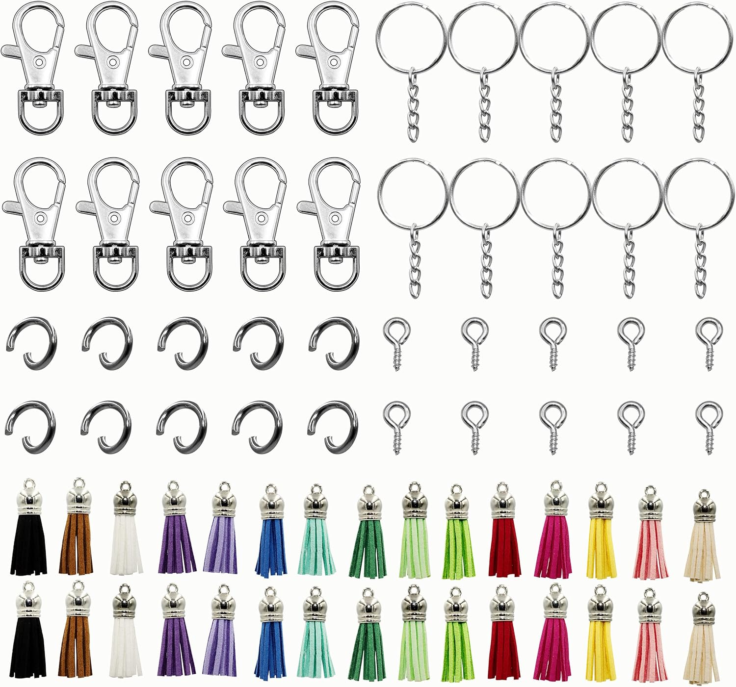 Amazon.com: 150Pcs Key Chain Rings Bulk with Tassel for Tassel Keychain ...