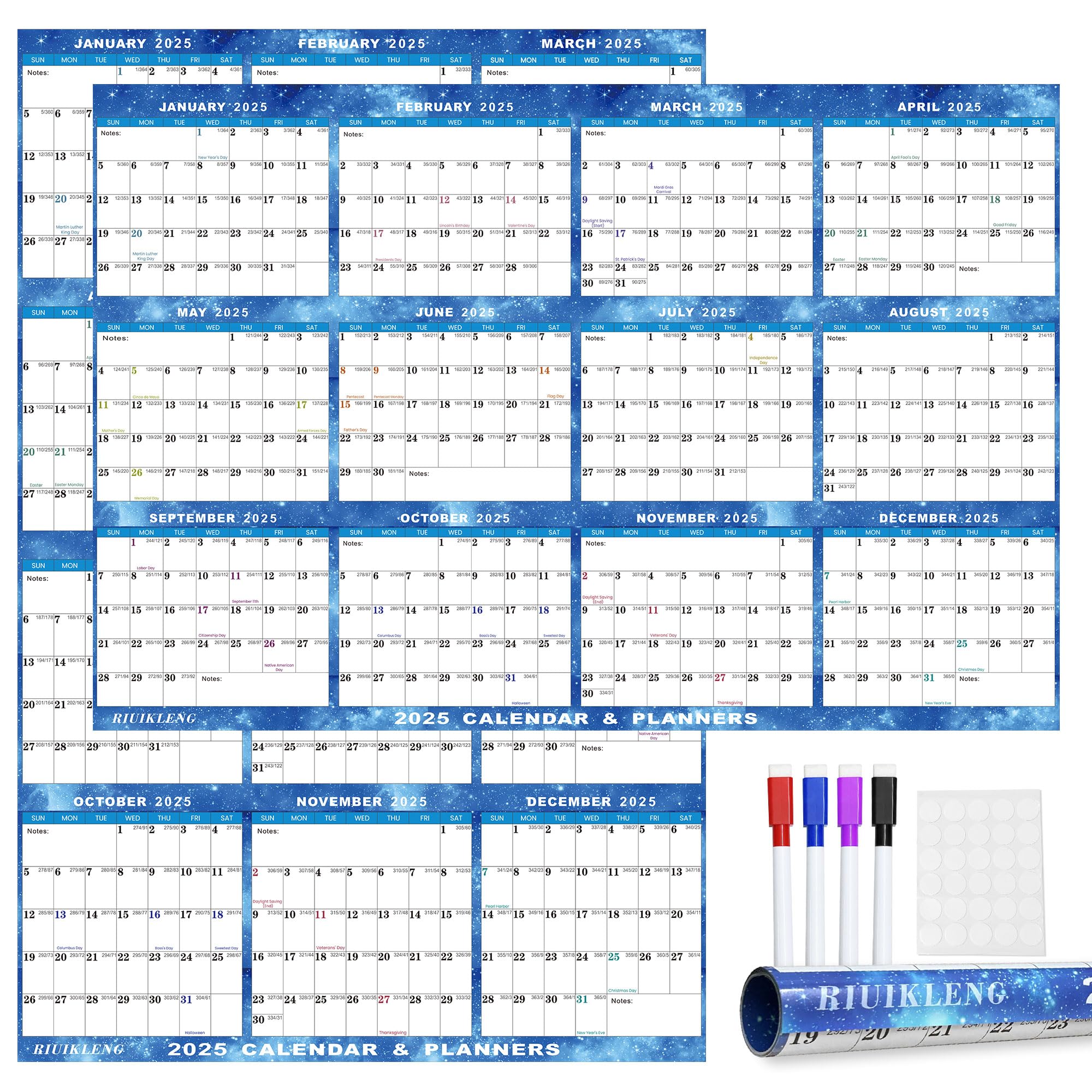 Snapklik.com : 24" X 36" 2025 Wall Calendar Erasable Starry Sky, Wet ...