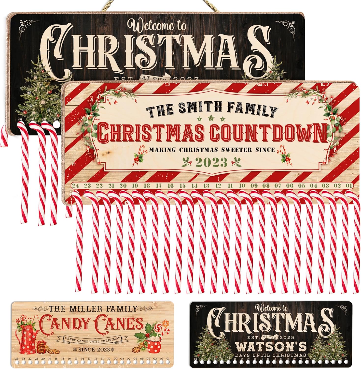 Amazon.com: Personalized Christmas Countdown Wood Sign, Customized Xmas ...