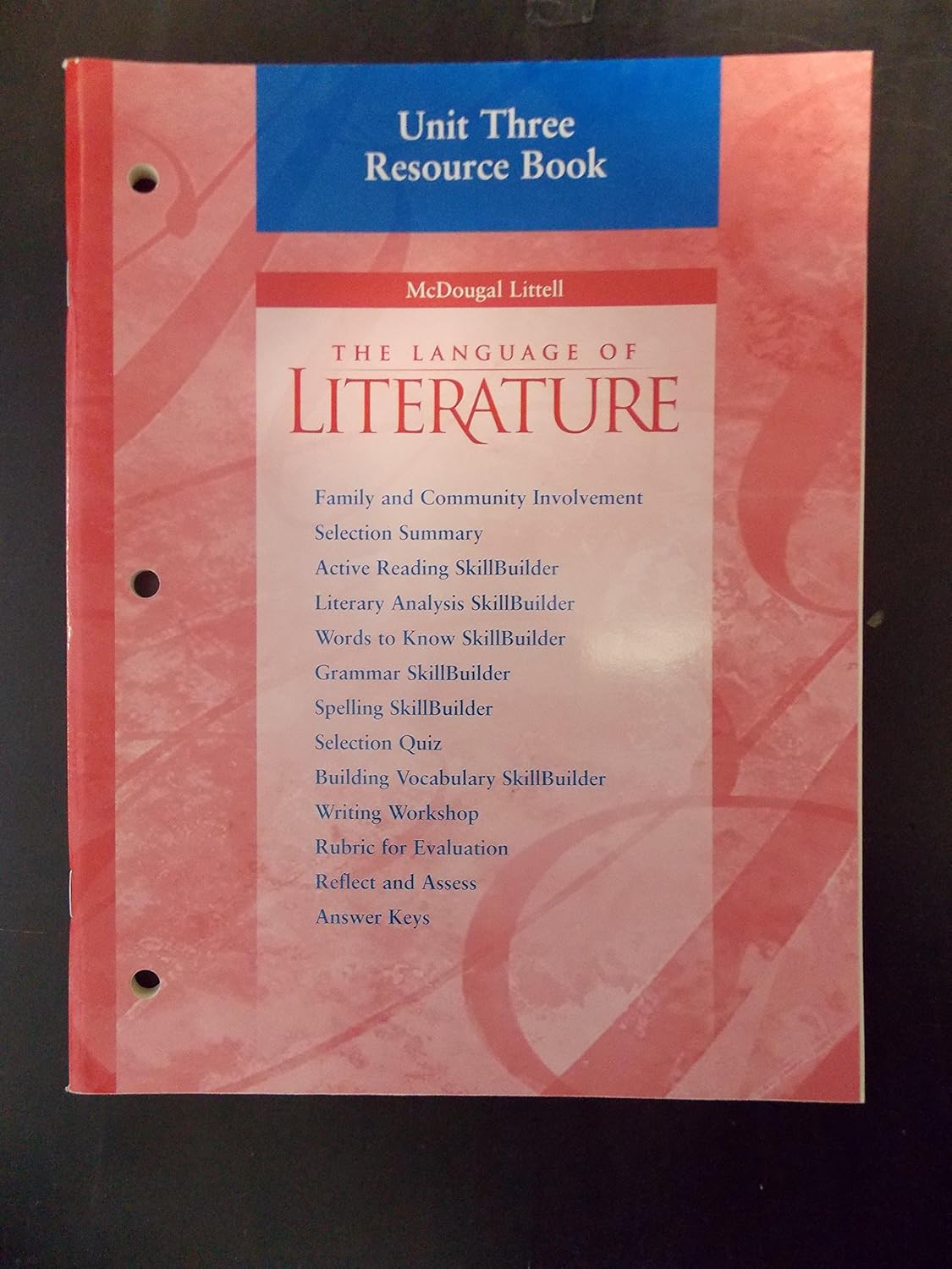 Unit Three Resource Book the Language of Literature McDougal Littell ...