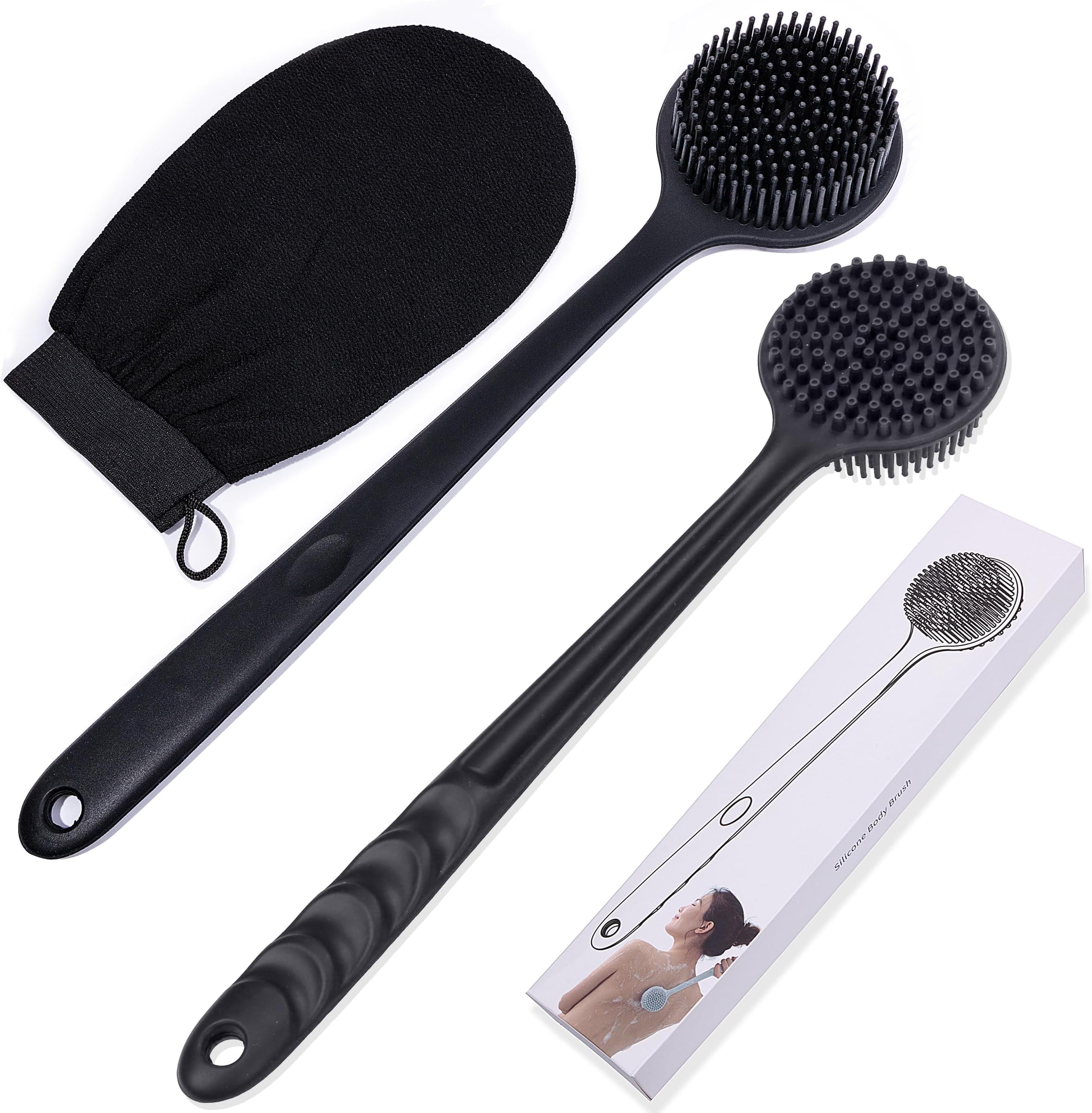 Amazon.com : Silicone Back Scrubber for Shower, Body Brush Long Handle ...