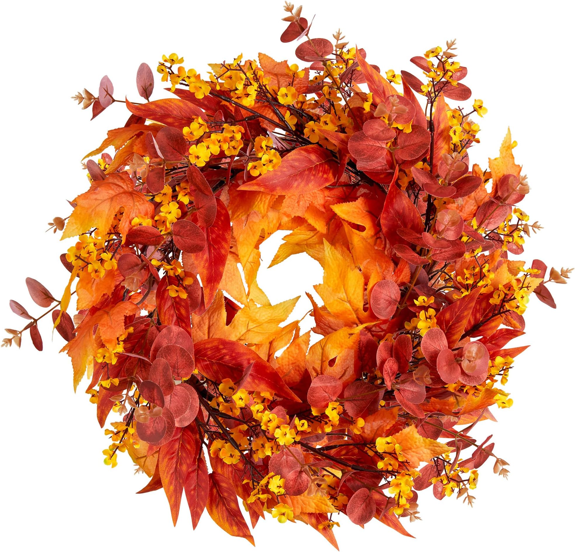 Amazon.com: idyllic 20 Inch Fall Wreath Autumn Wreath for Front Door ...