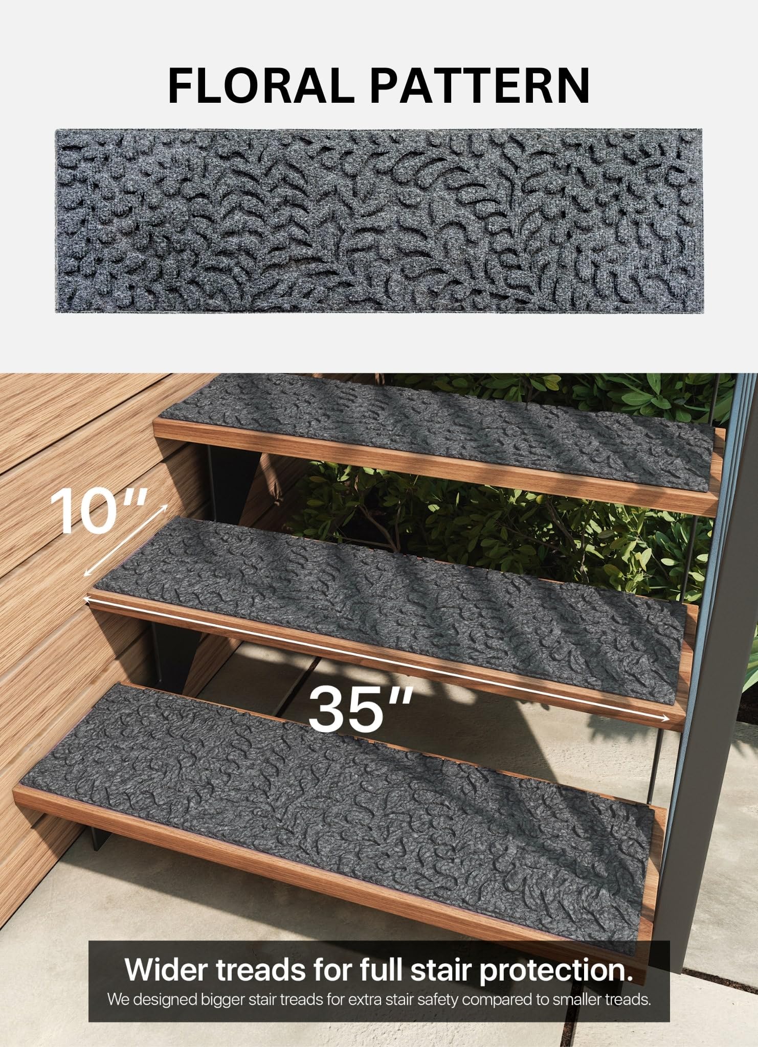 FINEHOUS Outdoor Stair Treads Non-Slip 35â€?x10â€? (6-Pack) â ...