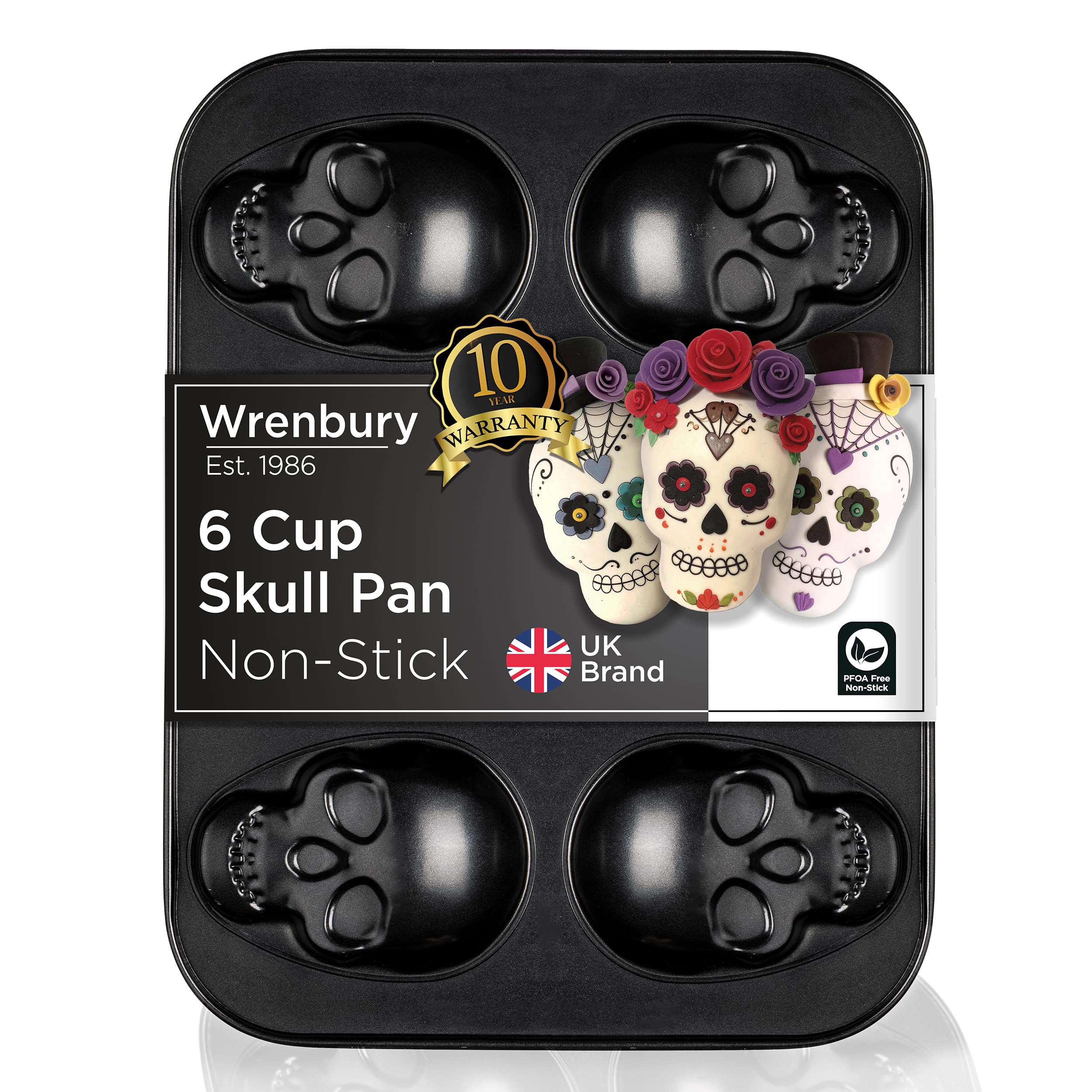 Snapklik.com : Large Skull Cupcake Baking Pan - Non Stick 6 Cup Spooky ...