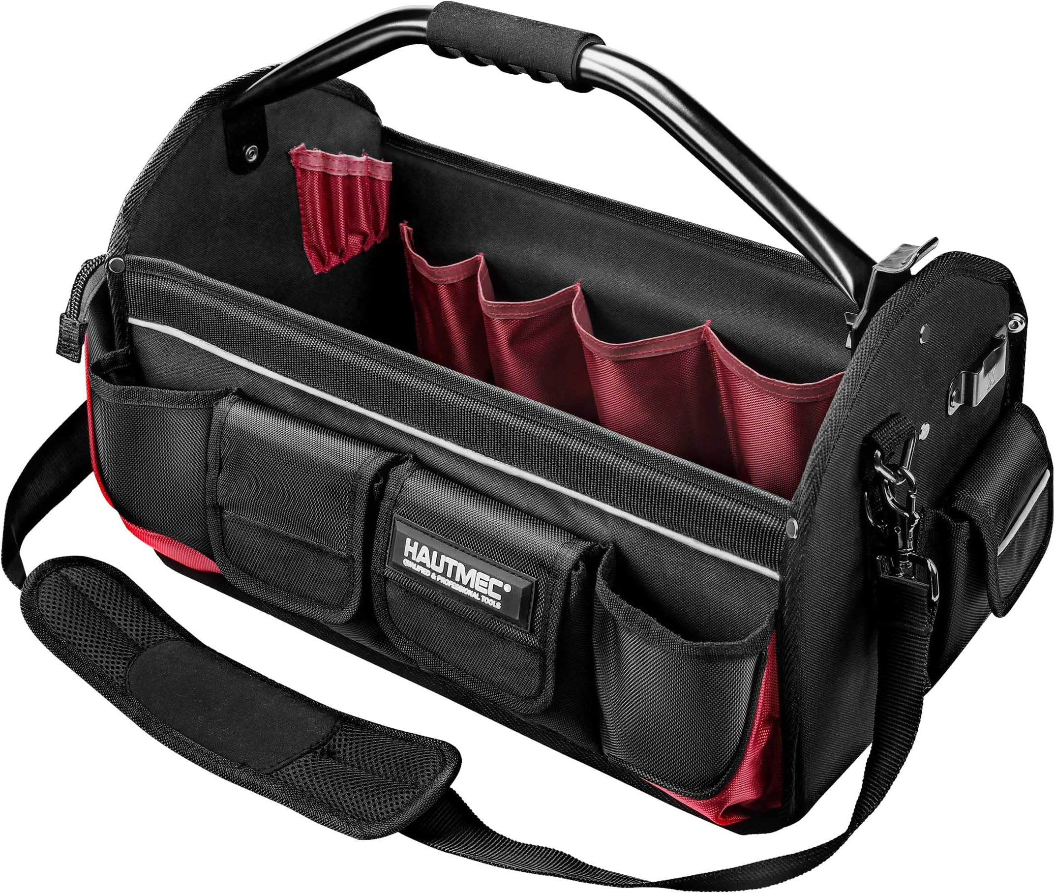 HAUTMEC Open Top Electrician Tool Bag with Rotating Handle, Heavy Duty ...