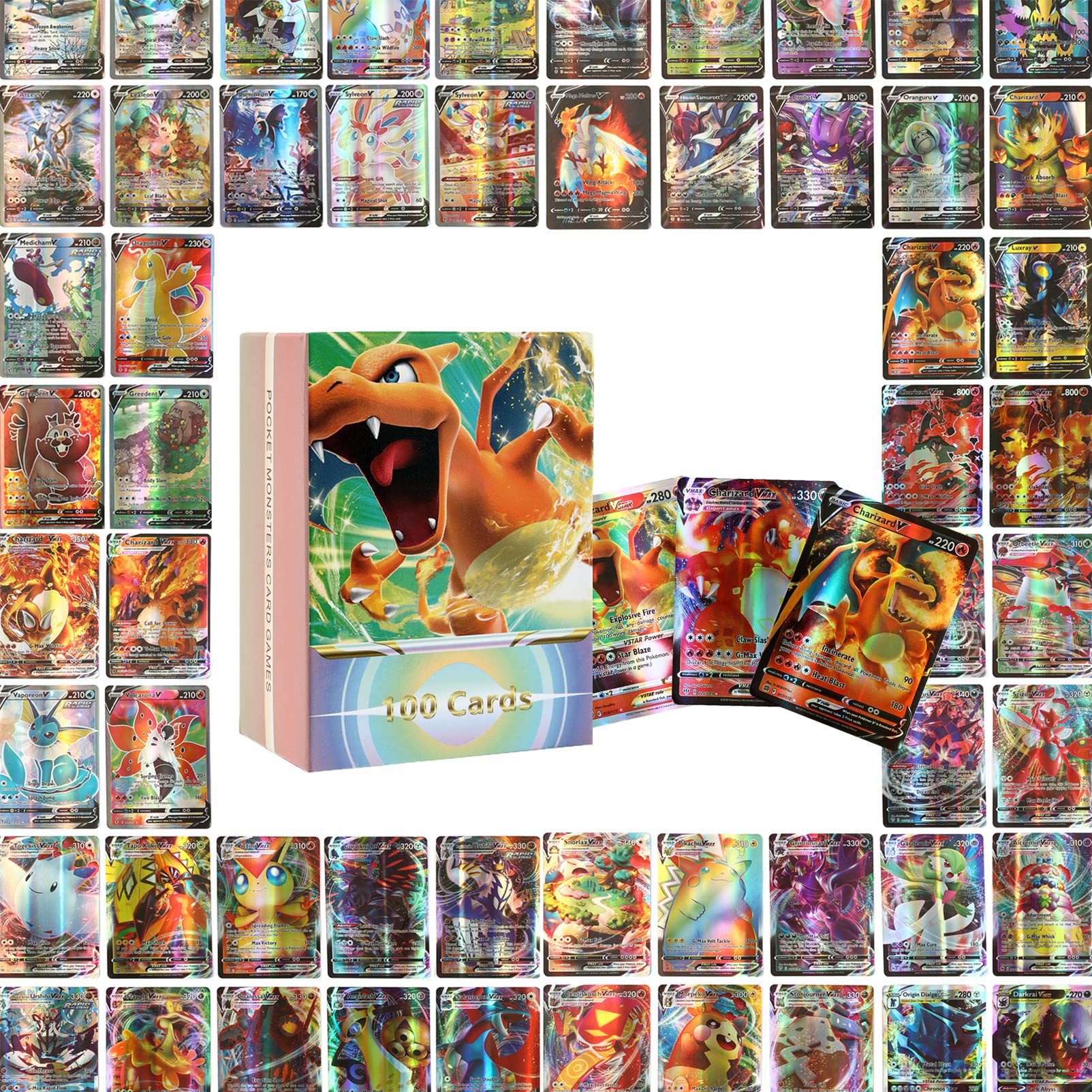 Buy 100Pcs Vstar Vmax V Assorted Cards Deck Box Set TCG Cartas Gifts ...