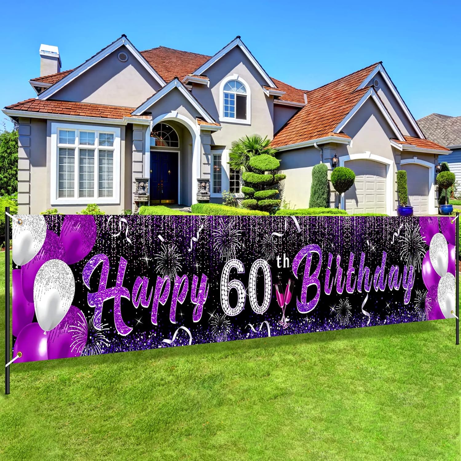 Amazon.com: Purple 60th Birthday Decorations for Women, Black Purple ...