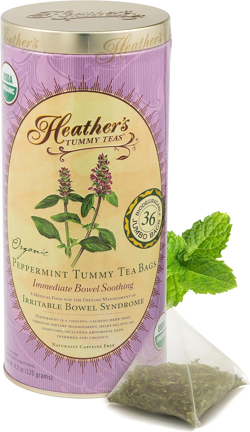 Amazon.com: Heather's Tummy Teas Organic Peppermint Tea for IBS, 36 ...