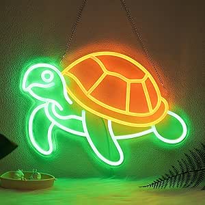 Lampeez Turtle Neon Sign, LED Turtle Night Light for Room Decor, Wall ...