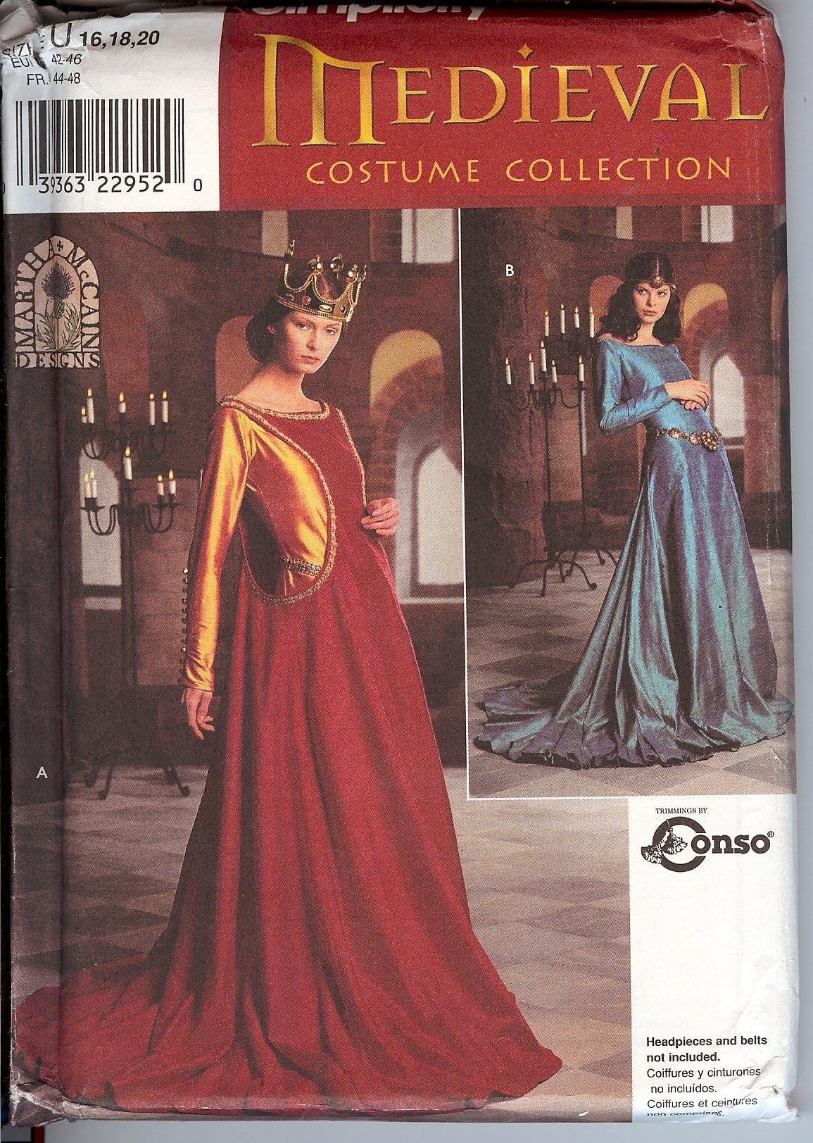 Amazon.com: Simplicity 8725 Medieval Costume Pattern Size 16-18-20 ...