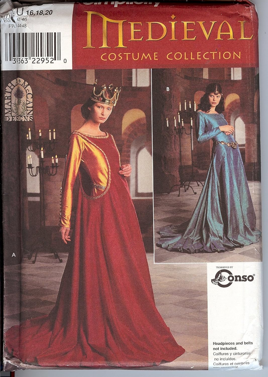 Amazon.com: Simplicity 8725 Medieval Costume Pattern Size 16-18-20 ...