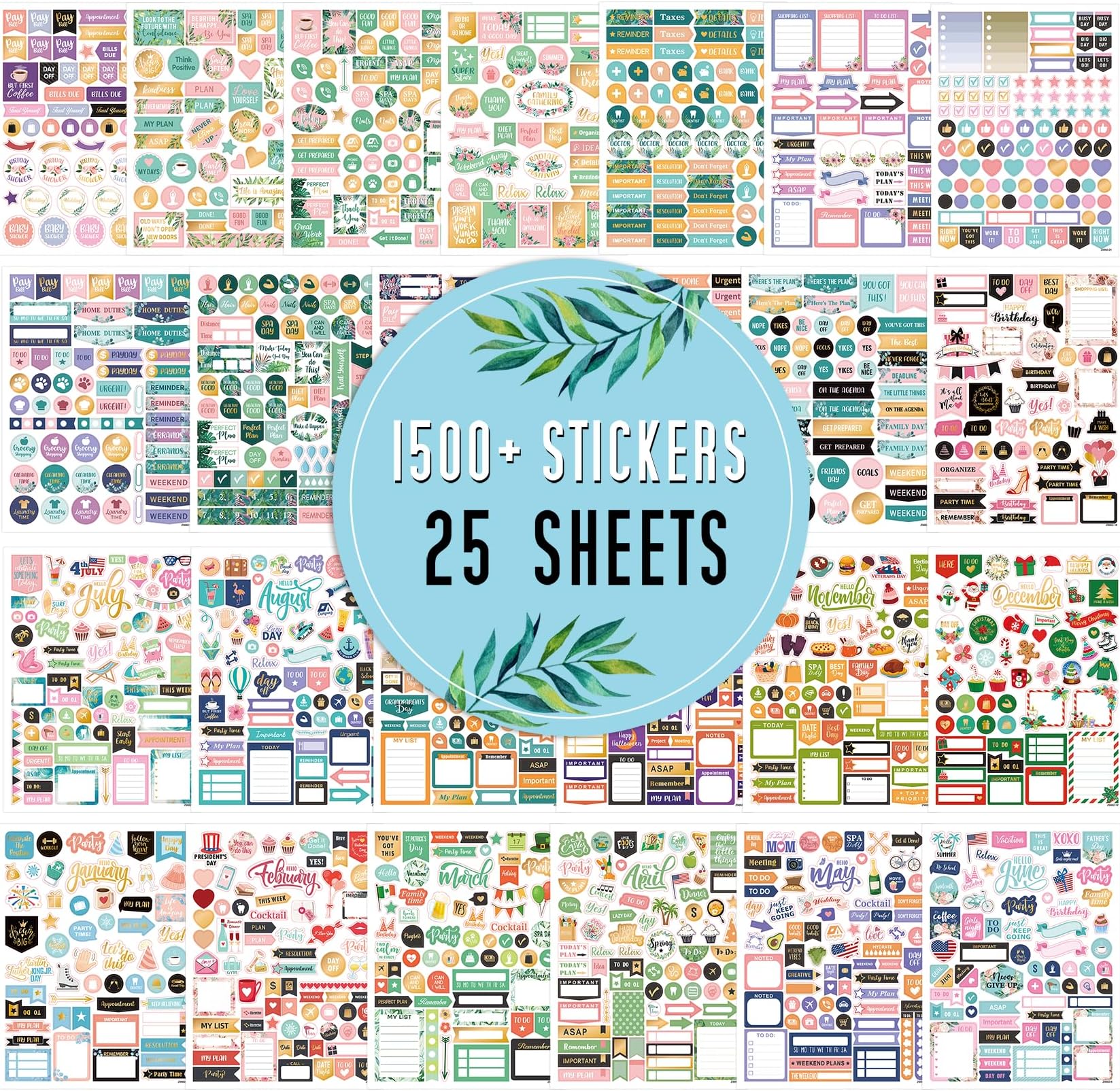 Amazon.com: Monthly Planner Stickers - 25 Pages, 1500+ Functional ...