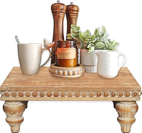 Amazon.com: Decorative Tray Stand Display Riser - Wooden Tiered Tray ...