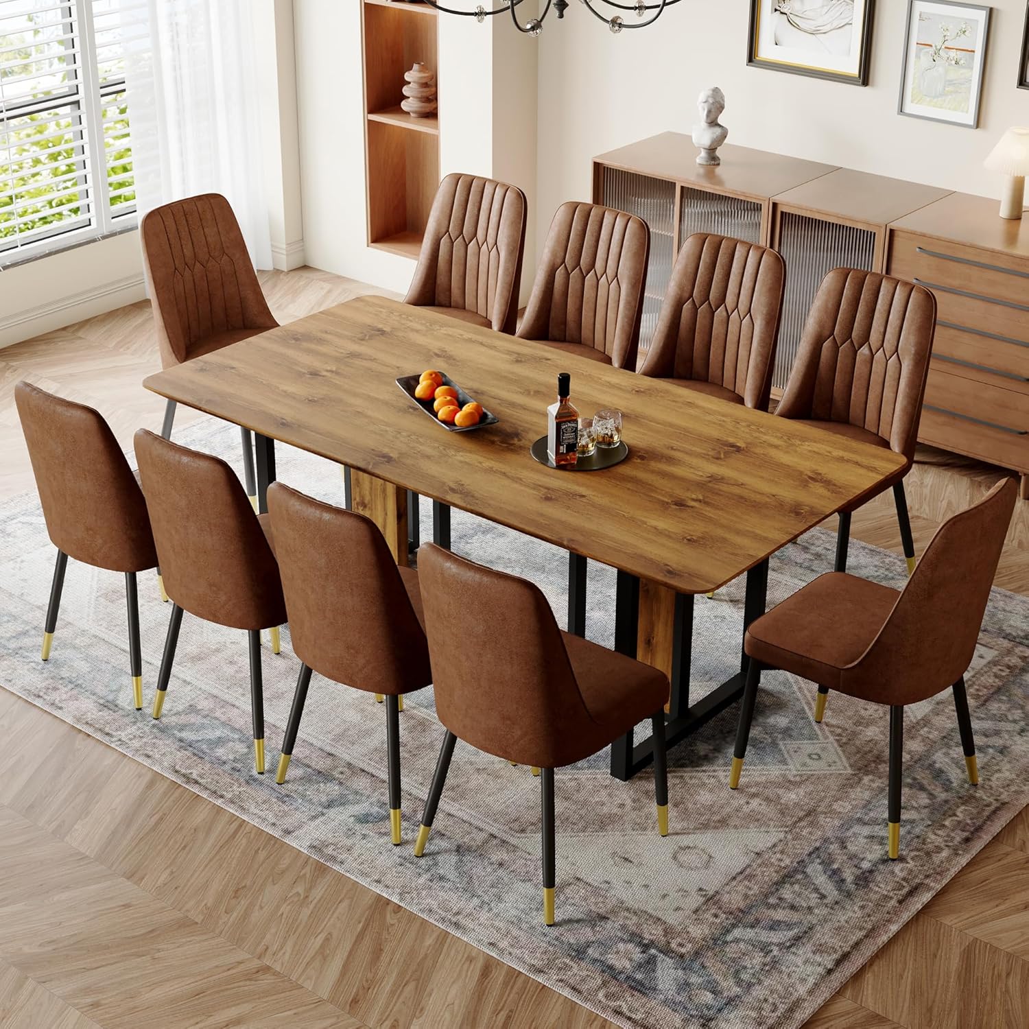 Amazon.com - MEMUY Large Dining Table Set for 10,79" Rectangle Wood ...