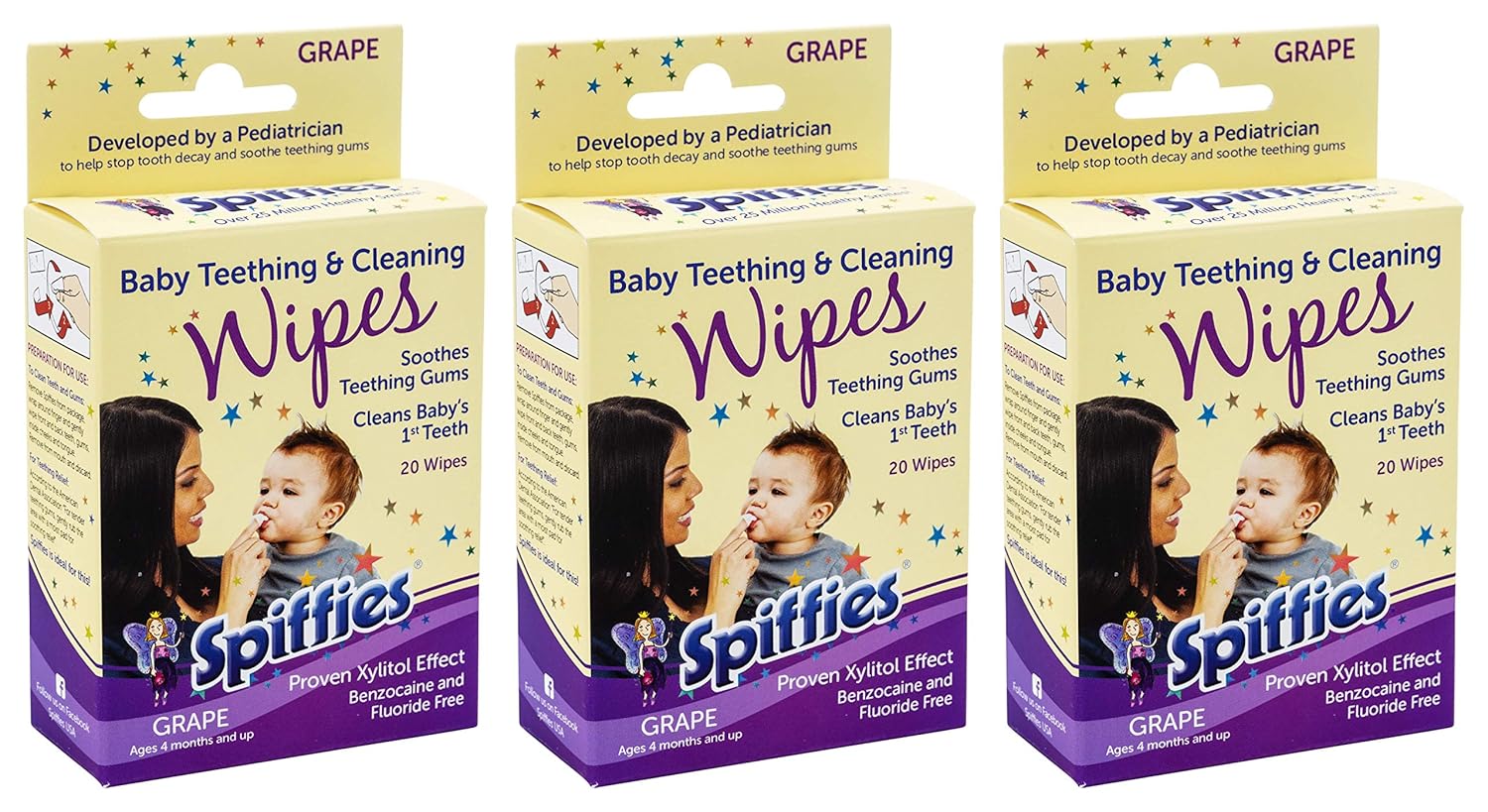 Amazon.com: Spiffies Toothwipes, Grape Wipes, 20-Count ( Pack of 3 ...