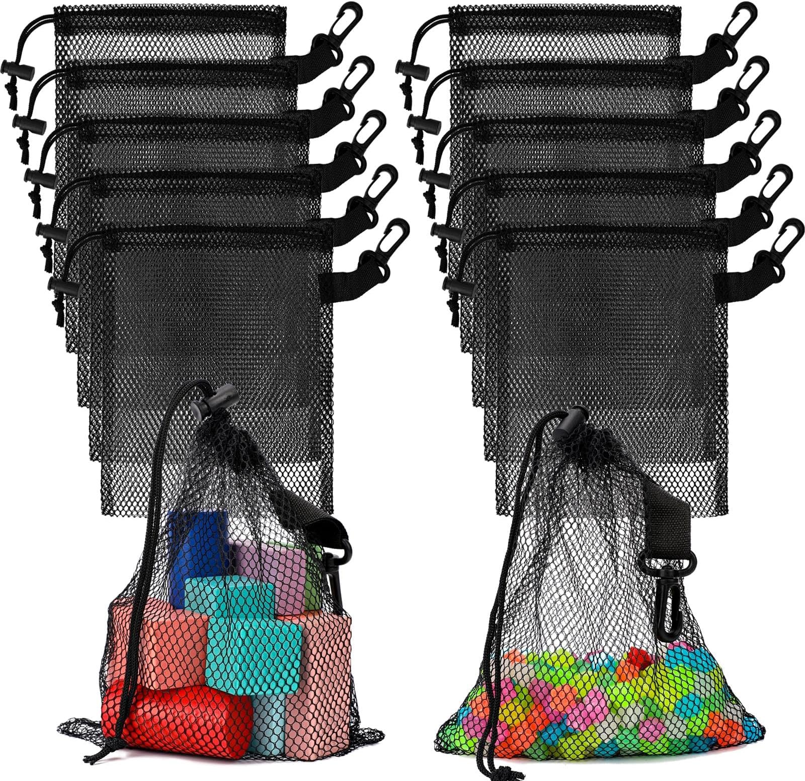 BELLE VOUS 10 Pack Multicoloured Nylon Mesh Drawstring Laundry Bags ...