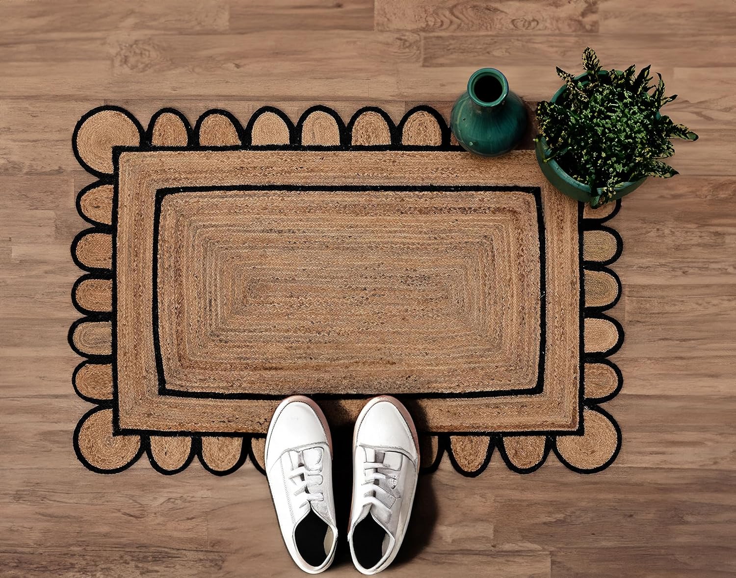 Amazon.com: Handwoven Scalloped Jute Area Rug 2x3/3x5/4x6-Braided Jute ...