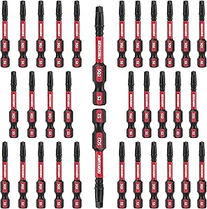 GEINXURN Impact Tough #2 Square 2 in. Insert Driver Bits,30Pack SQ2 Screwdriver Bits Set 2”Long ...