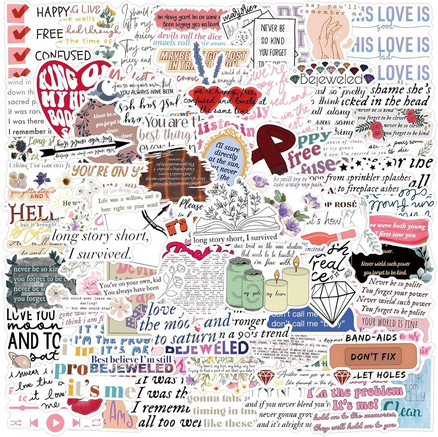Amazon.com: 110Pcs Music Lyric Stickers for Fans Adult,Popular Singer ...