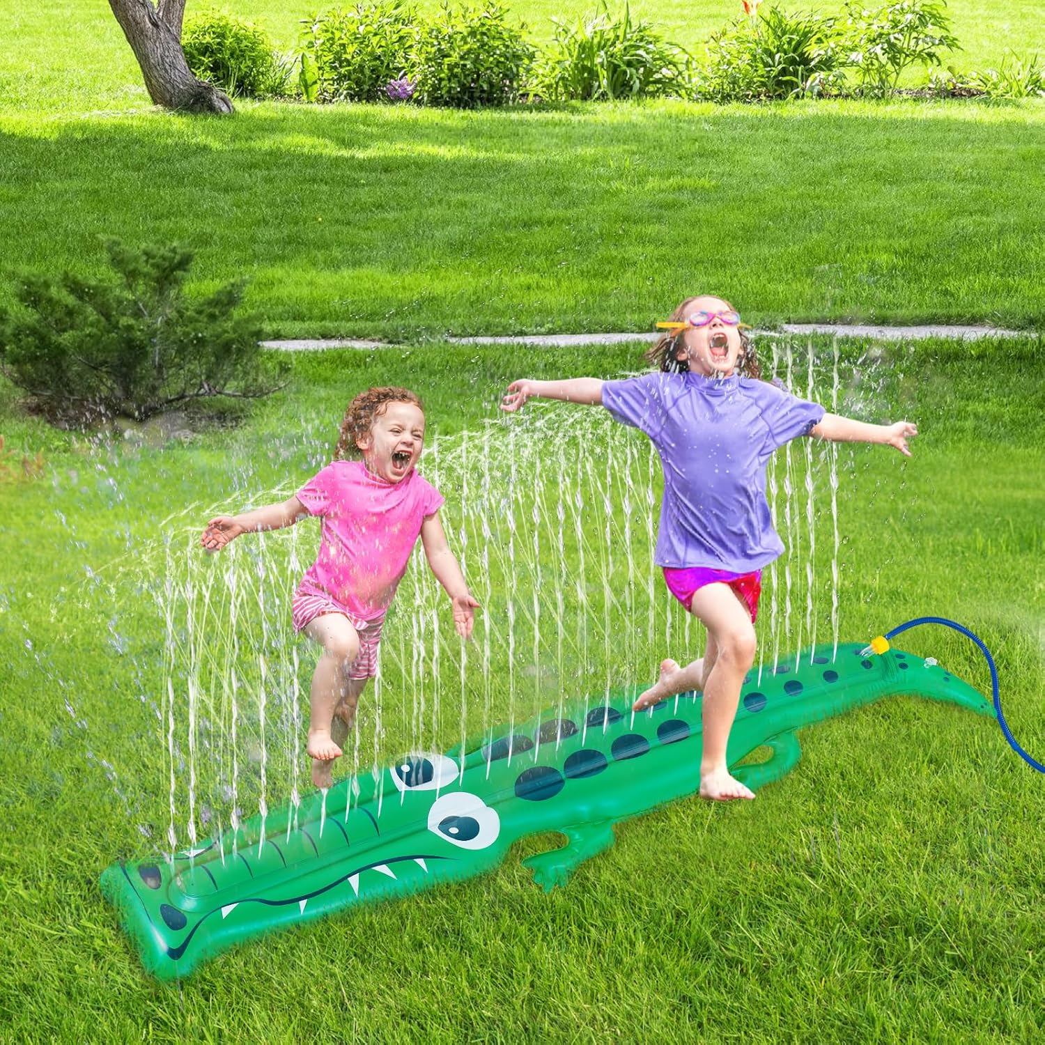 Amazon.com: 96" x 13" Extra Large Crocodile Sprinkler for Kids ...
