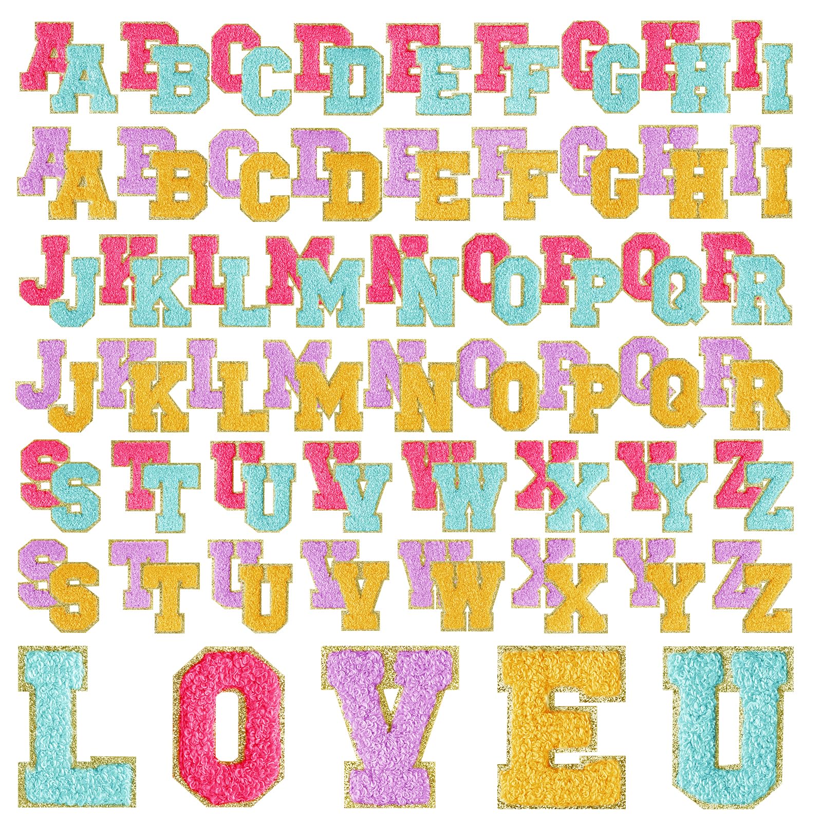 Amazon.com: Morcheiong 104Pcs Self Adhesive Chenille Letter Patches ...