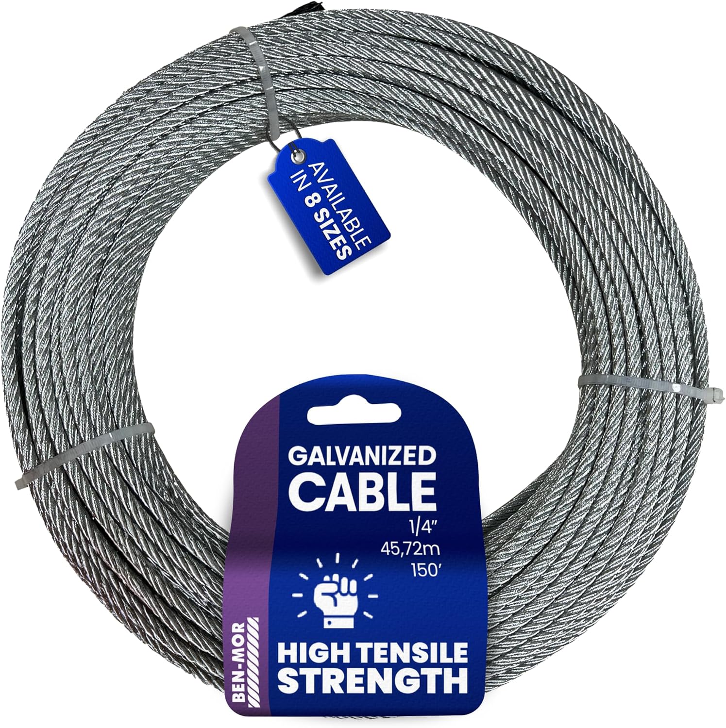 Galvanized Steel Cable – 1/4 in x 150 FT 7X19 Core Flexible Cable Wire ...
