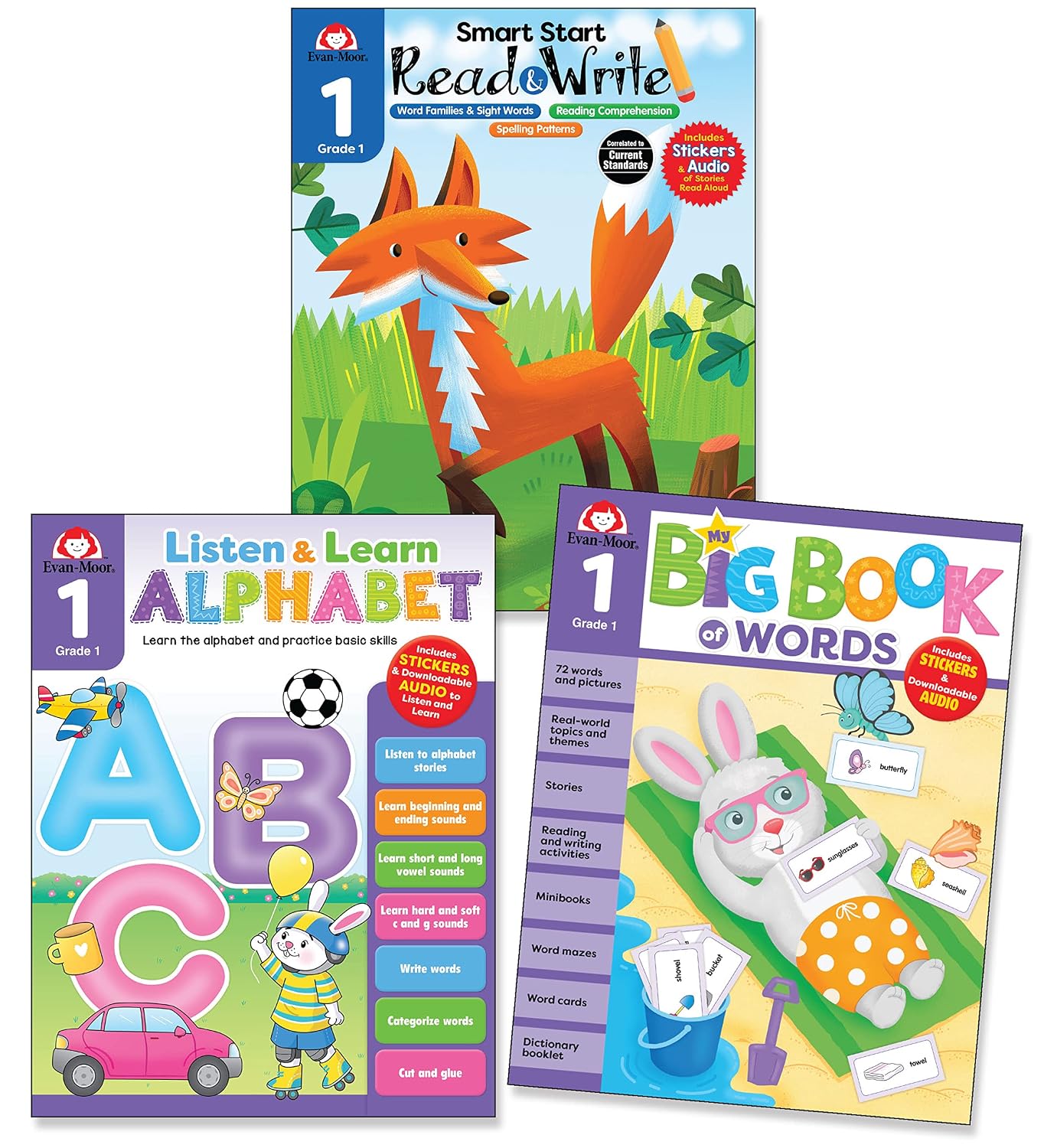 Evan-Moor’s Learn to Read Workbooks Bundle, First Grade, Grade 1, Word ...