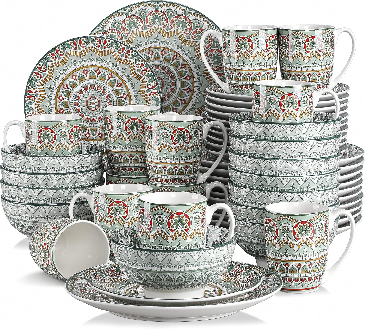 Amazon.com | vancasso 48 Pieces Porcelain Dinner Set for 12 - Mandala ...