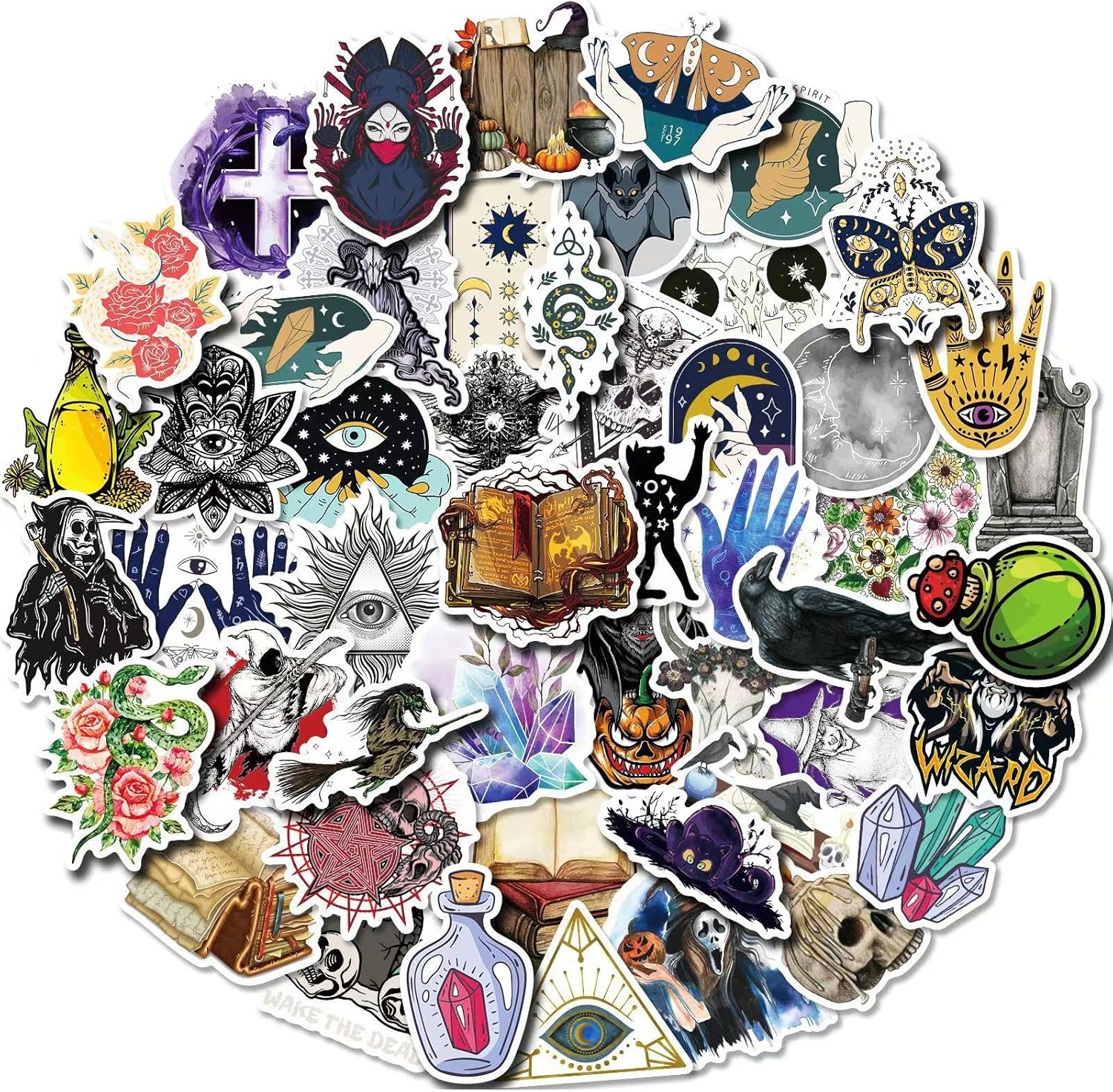 Amazon.com: 100 Pcs Retro Magic Witch Stickers, Retro Aesthetic ...