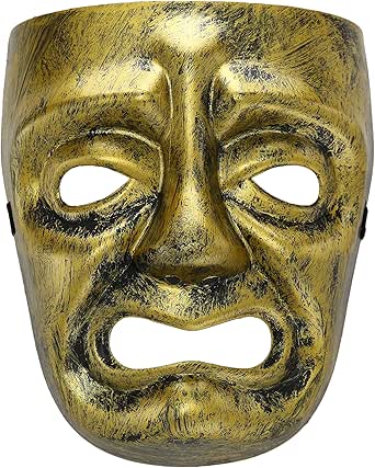 Halloween Mask Tragedy Face Gold Costume Adult Outfit Scary Horror ...
