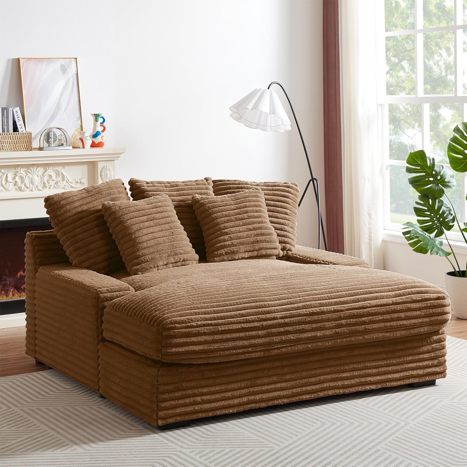 Amazon.com: 64" W Oversized Chaise Daybed Lounge Sleeper Sofa Extra ...