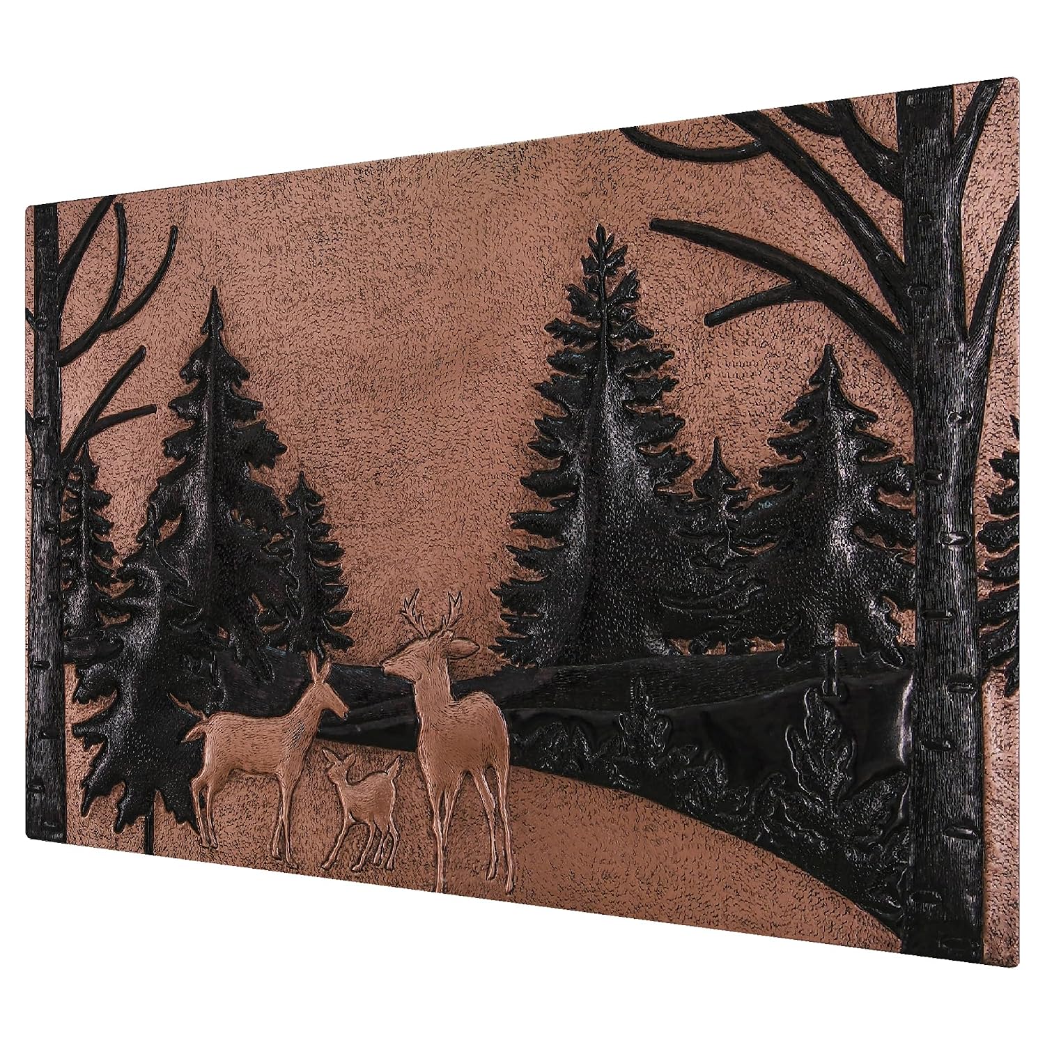 Kitchen Backsplash, Forest Scene with Deer Family Copper Backsplash ...