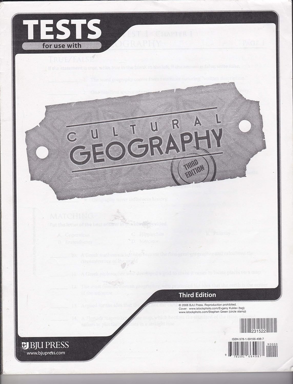 Cultural Geography Tests 3rd Edition: BJU Press: 9781591664987: Amazon ...