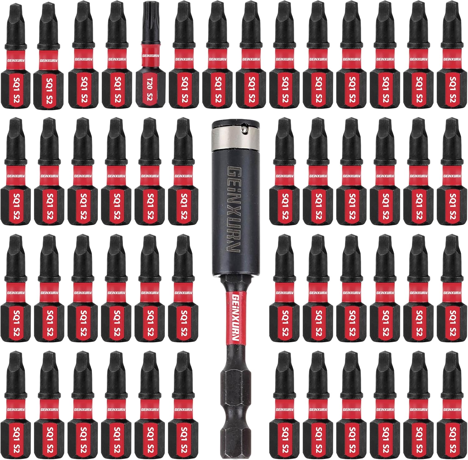 GEINXURN Impact Tough #1 Square 1 in. Insert Driver Bits,50Pack Magnetic SQ1 Screwdriver Bits ...